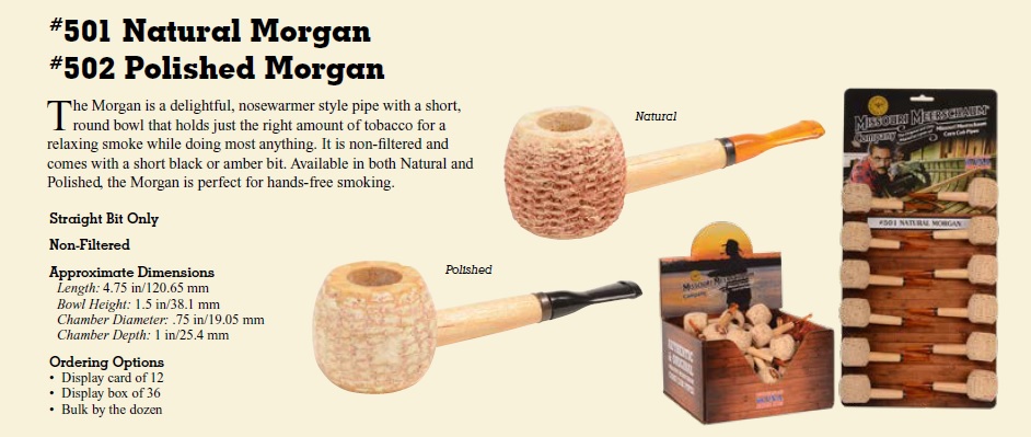 Morgan Corn Cob Pipe Nosewarmer style, no filter. - Pipo Market